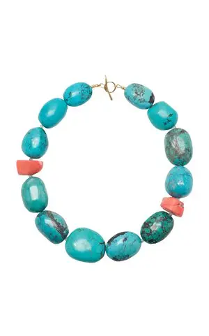 LIZZIE FORTUNATO 14k Gold Necklace With Turquoise & Coral - Multi