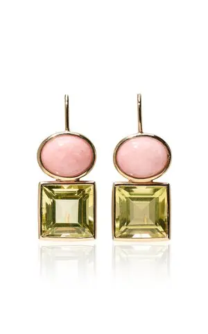 LIZZIE FORTUNATO 14k Gold Duo Earrings In Pink Opal And Lemon Quartz - Multi