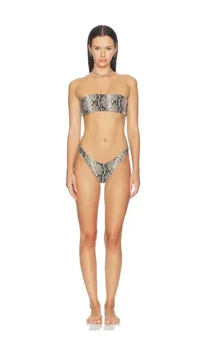 INDAH Oates Printed Skimpy Bikini Bottom In Black & White