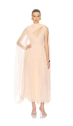 HELSA The Sabine Dress In Silk Chiffon - Peach