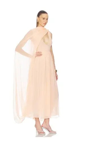 HELSA The Sabine Dress In Silk Chiffon - Peach