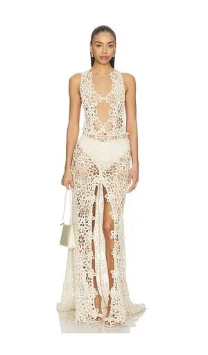 BRONX BANCO Akello Crochet Maxi Dress - Cream