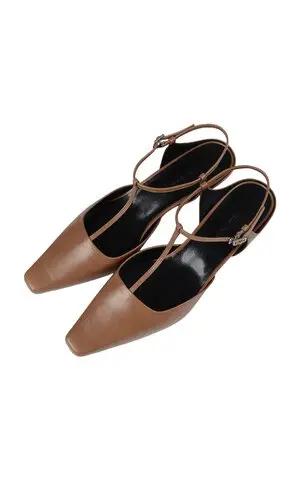 SALONDEJU Vintage Square T-strap Heel - Brown