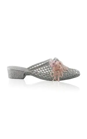 HEAVENLY JELLY Wisteria Embellished Jelly Mule - Silver