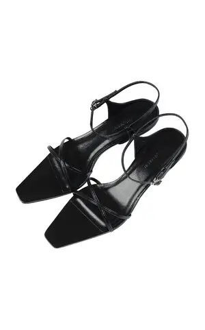 SALONDEJU Vintage Square Cross Strap Sandal - Black