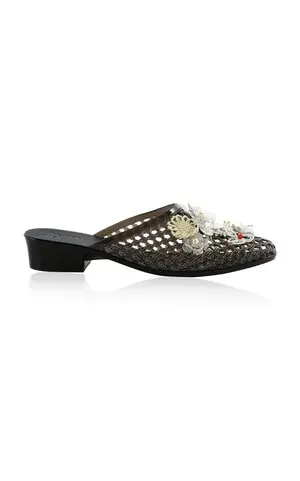 HEAVENLY JELLY Lacey Embellished Jelly Mule - Black