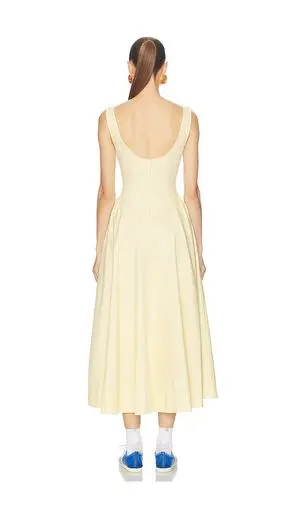 HELSA Stretch Cotton Sateen Midi Dress - Lemontini