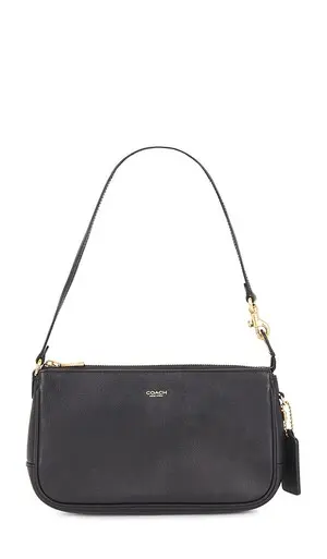 COACH Natural Grain Leather Plaza Bag - Black