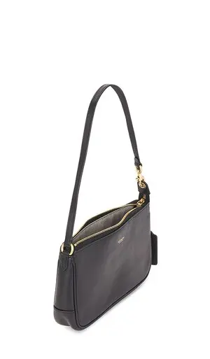 COACH Natural Grain Leather Shoulder Bag - Black
