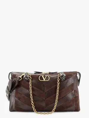 Valentino Garavani Panthea Suede And Leather Shoulder Bag - Brown