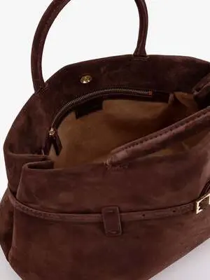 Manu Atelier Le Cambon 35 Suede Handbag - Brown