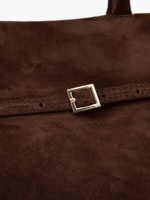 Manu Atelier Le Cambon 35 Suede Handbag - Brown