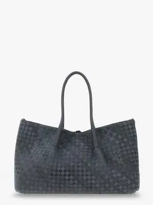 Bottega Veneta Pinacoteca Suede Handbag With Intrecciato Motif - Grey