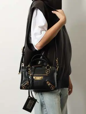 Balenciaga Le City Uptown Mini Leather Handbag - Black
