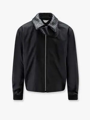 Bottega Veneta Nylon And Cotton Jacket With Intrecciato Details - Black