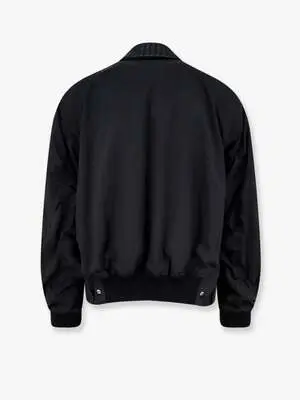 Bottega Veneta Nylon And Cotton Jacket With Intrecciato Leather Details - Black