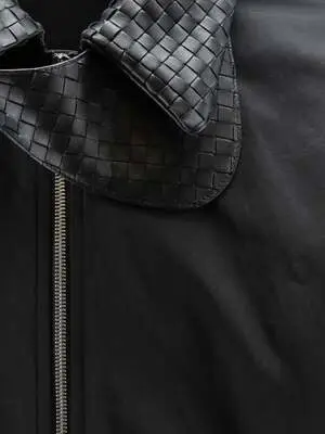 Bottega Veneta Nylon And Cotton Jacket With Intrecciato Leather Details - Black