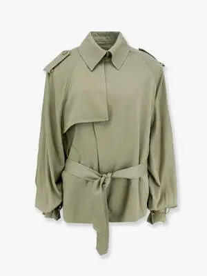 THE FRANKIE SHOP Elva Fluid Viscose Trench - Green