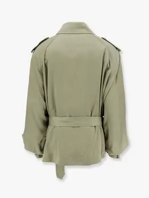 THE FRANKIE SHOP Elva Fluid Viscose Trench - Green