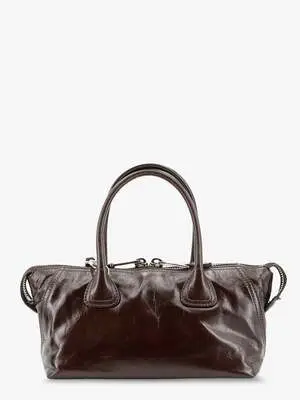 Miu Miu Leather Handbag With Embossed Lettering Logo