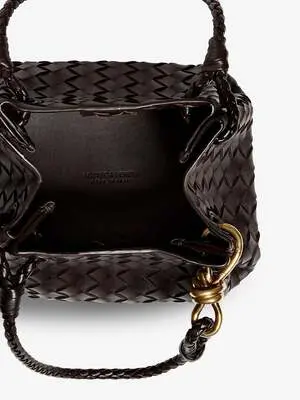 Bottega Veneta Parachute Leather Intrecciato Shoulder Bag - Brown
