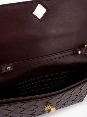 Bottega Veneta Woven Leather Shoulder Bag - Purple