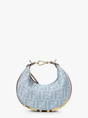Fendi Graphy Mini Denim Handbag With Allover Ff Logo