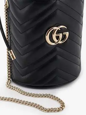Gucci Gg Marmont Matelassé Leather Bucket Bag - Black