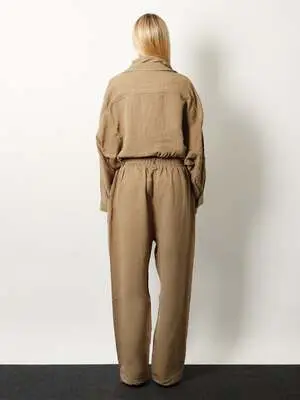 THE FRANKIE SHOP Marvin Viscose And Linen Blend Jumpsuit - Beige