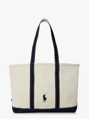 Polo Ralph Lauren Canvas Shoulder Bag With Embroidered Logo - Beige
