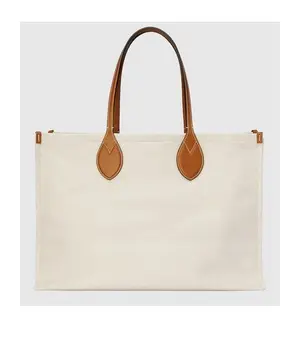 Gucci Canvas And Leather Top Handle Bag - White