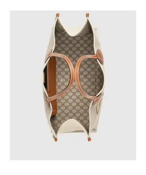 Gucci Canvas And Leather Top Handle Bag - White