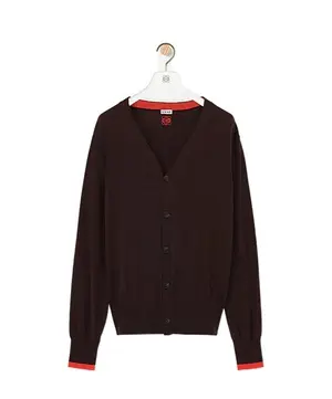 Loewe Cardigan In Wool - Brown/orange