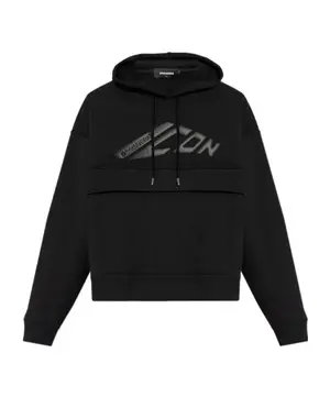 Dsquared2 Logo Detailed Drawstring Hoodie - Black