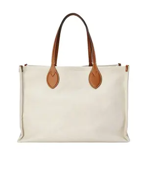 Gucci Logo Printed Medium Tote Bag - Beige