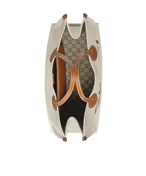 Gucci Logo Printed Medium Tote Bag - Beige