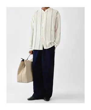 Jacquemus Vertical-stripe Collarless Shirt