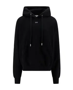 Off-White Logo Printed Drawstring Hoodie - Black
