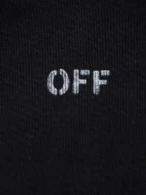 Off-White Logo Printed Drawstring Hoodie - Black