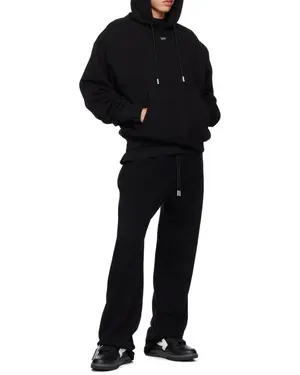 Off-White Logo Printed Drawstring Hoodie - Black