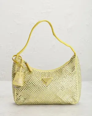 FWRD RENEW Prada Satin Crystal Mini Re-edition 2000 Shoulder Bag
