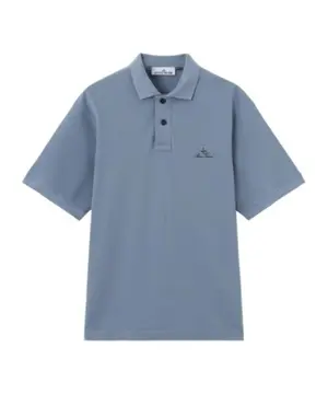 Stone Island Logo-embroidered Polo Shirt - Avio Blue