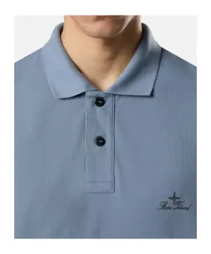 Stone Island Logo-embroidered Polo Shirt - Avio Blue