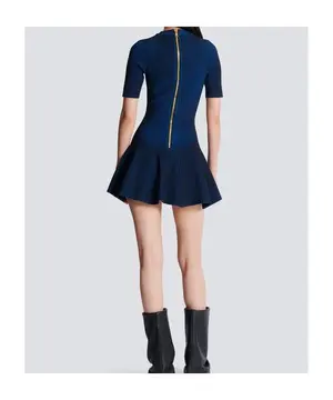 Balmain Flared Hem Ribbed Mini Dress