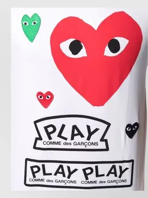 Play Comme Des Garcon Heart-print Cotton T-shirt - White