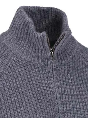 LISA YANG Ribbed Zip-up Knitted Sweater