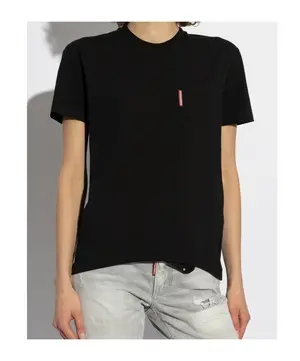 Dsquared2 Crewneck T-shirt With Chest Logo Patch - Black