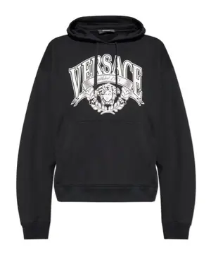 Versace Logo-printed Drawstring Hoodie - Black