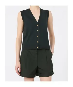 Max Mara V-neck Button-up Vest - Dark Green