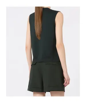 Max Mara V-neck Button-up Vest - Dark Green